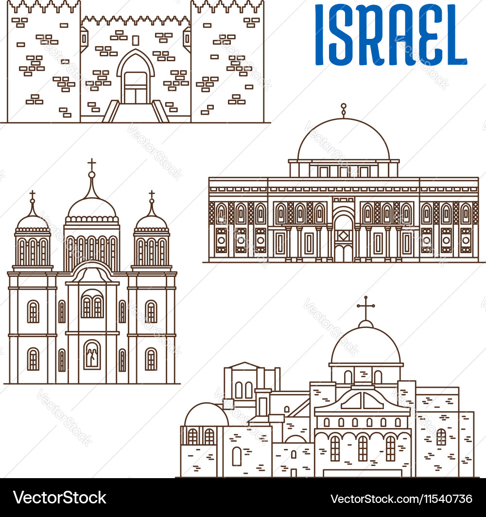 Sightseeings architecture landmarks israel Vector Image