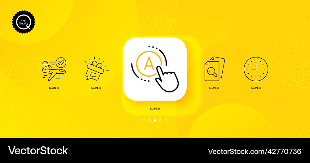 Smile clock and inspect minimal line icons Vector Image