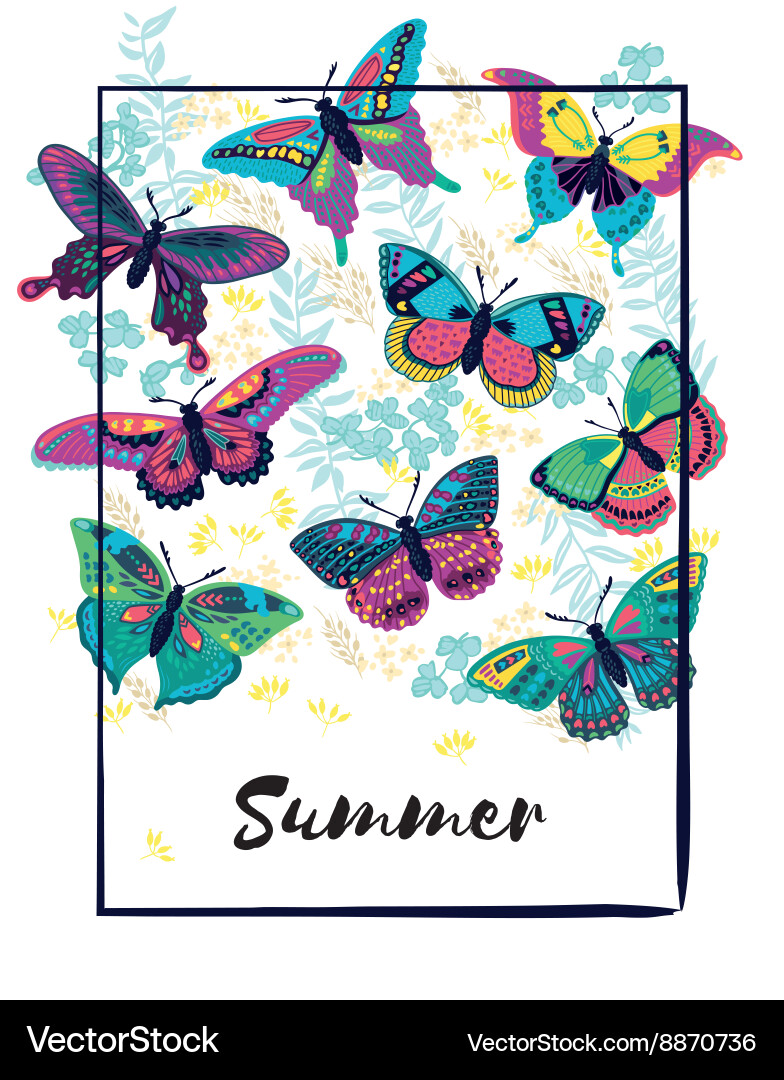 Summer background with butterflies can be used Vector Image