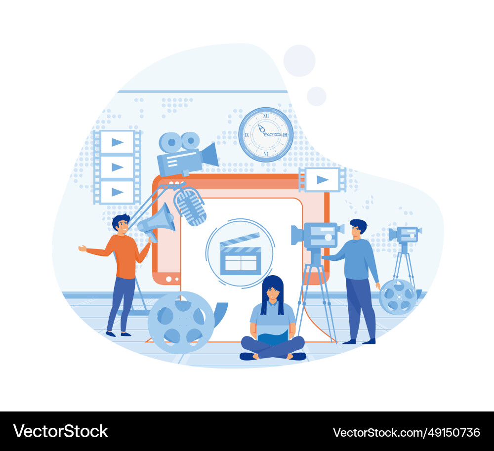 Teamwork of clerks designer editor director Vector Image