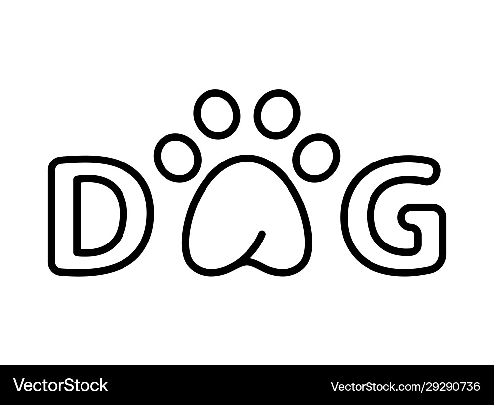 Title dog with paw print instead letter o Vector Image