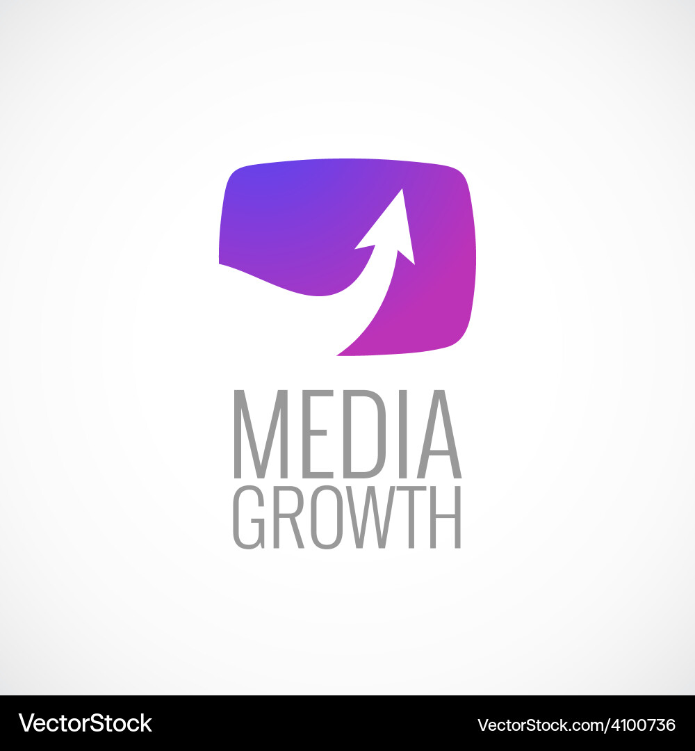 TV screen with arrow media logo template Growth Vector Image