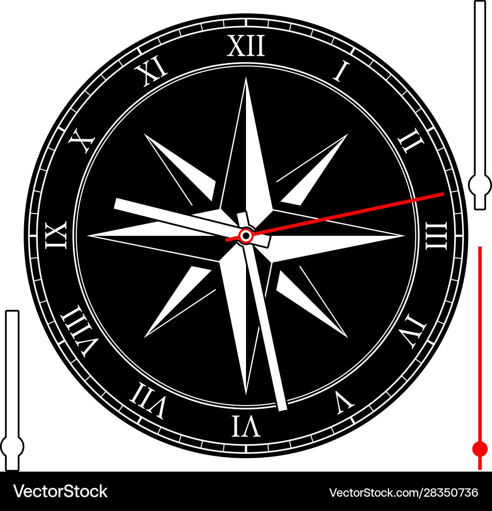 Vintage watch dial with rose winds and arrows Vector Image