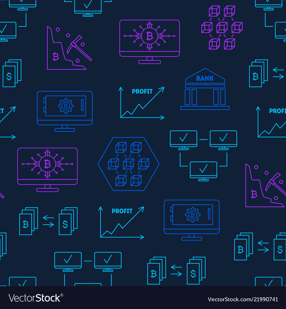 Blockchain thin line seamless pattern background Vector Image