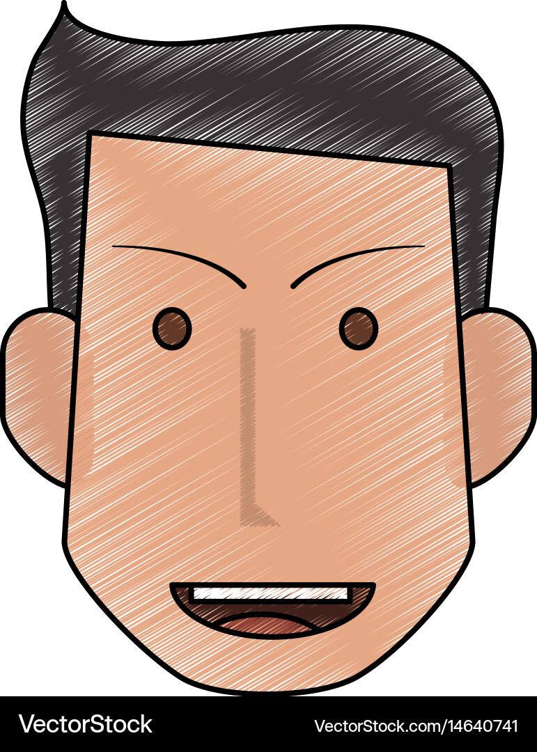 Color pencil front face man with hairstyle Vector Image