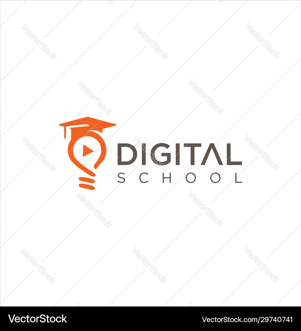 Digital school logo media education logo Vector Image