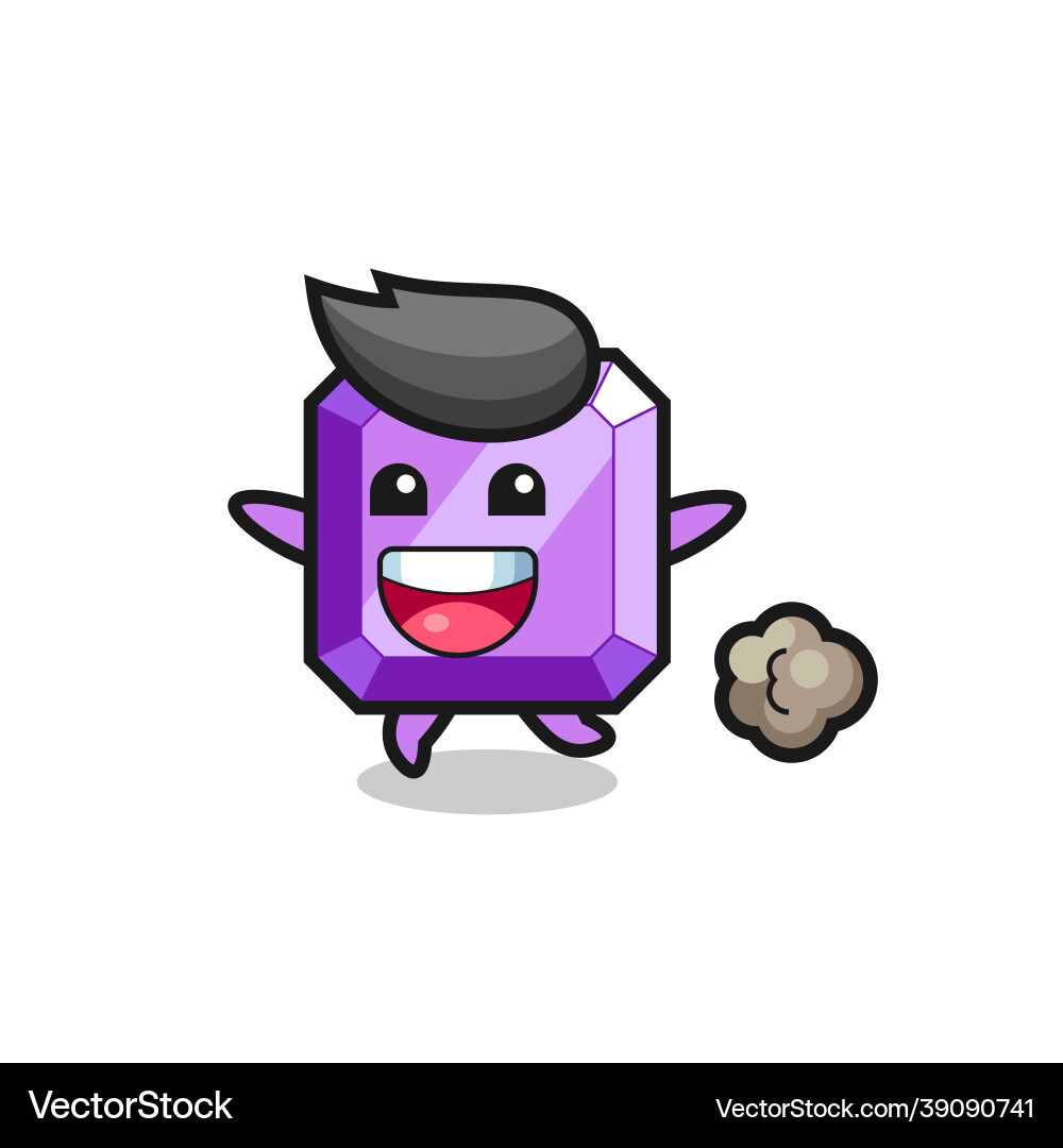 Happy purple gemstone cartoon with running pose Vector Image