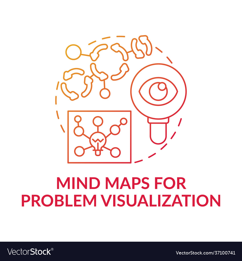 Mind maps for problem visualization red gradient Vector Image