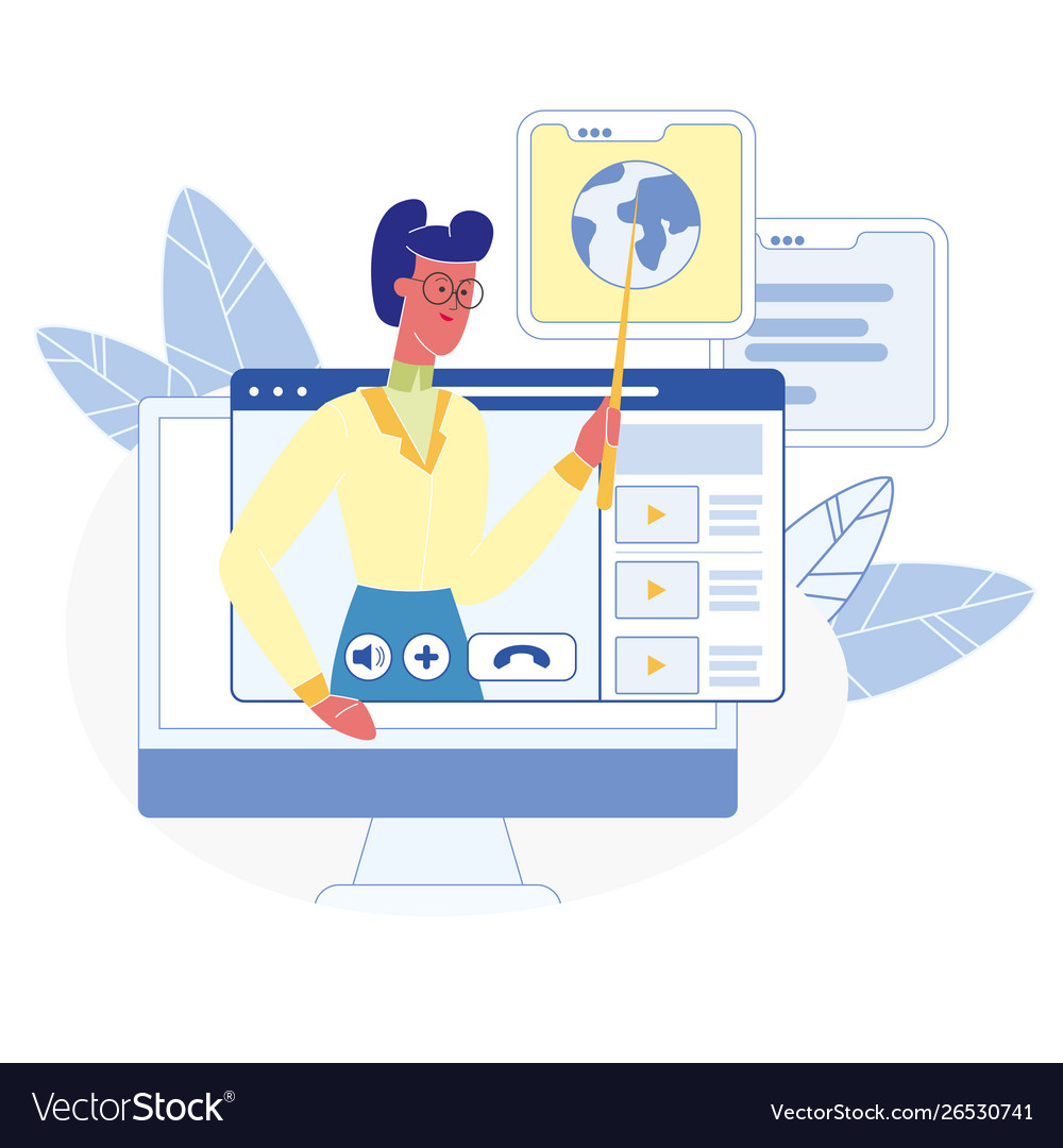 Online courses classes flat Royalty Free Vector Image