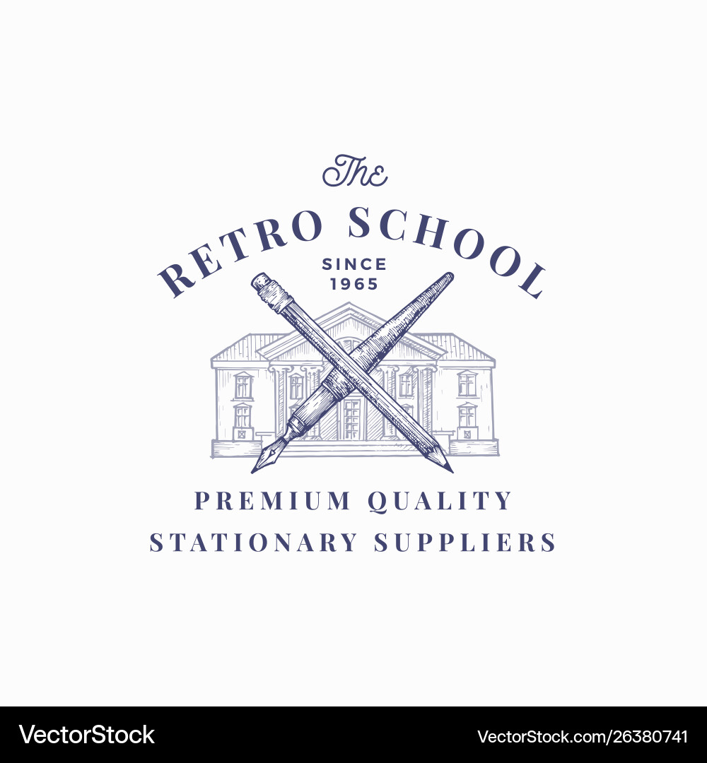 Retro school suppliers abstract sign Royalty Free Vector