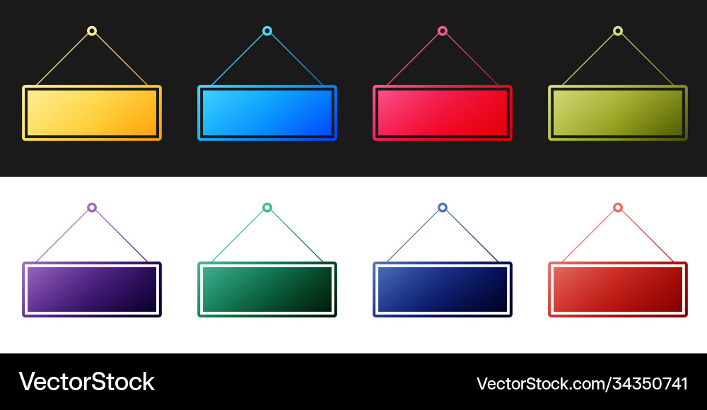 Set signboard hanging icon isolated on black Vector Image