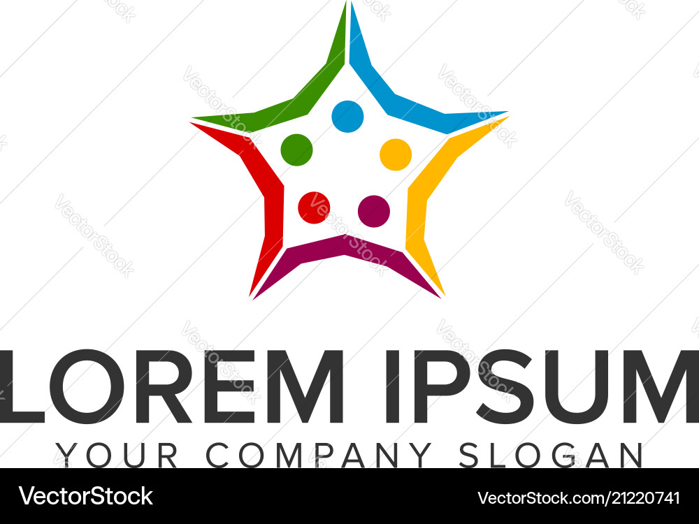 Star people with multicolor logo business Vector Image