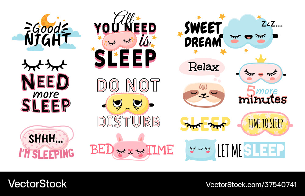 Sweet dream sleeping slogan and good night Vector Image