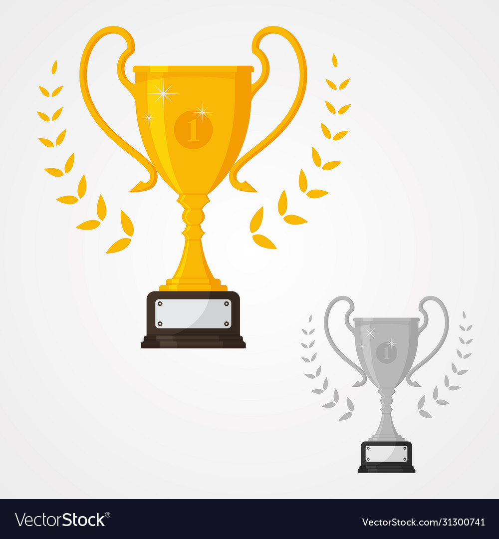 Winner solid trophy icon with number one Vector Image