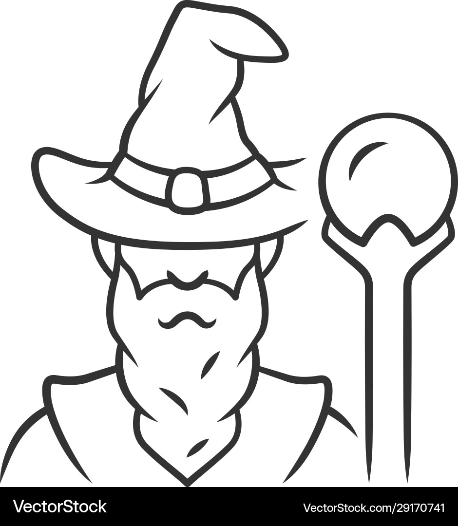 Wizard linear icon thin line sorcerer magician Vector Image