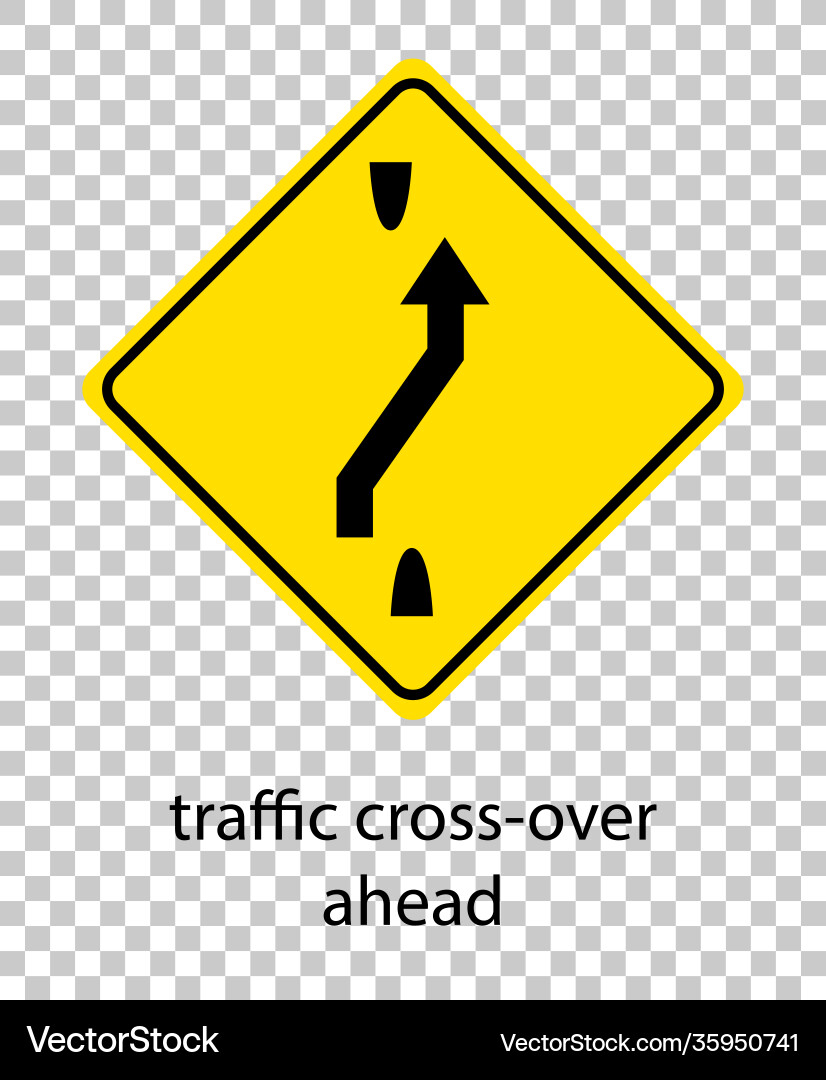 Yellow traffic warning sign on transparent Vector Image