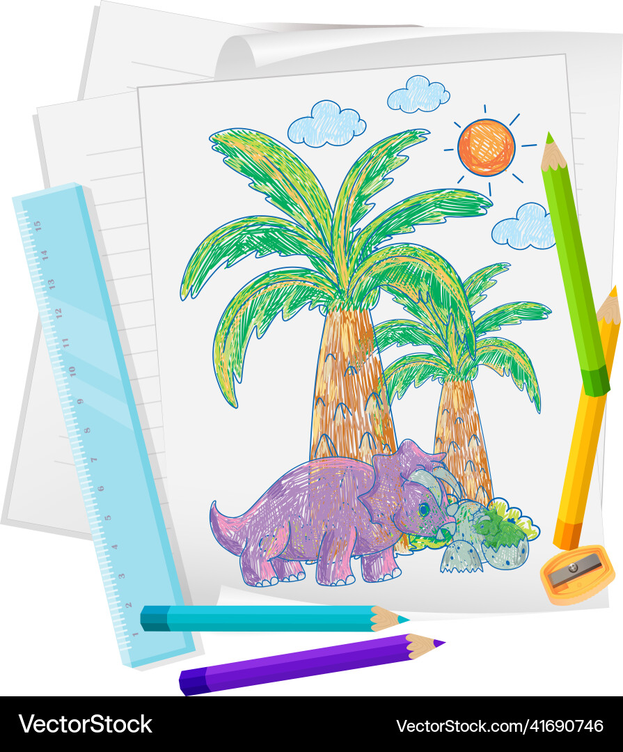 A paper with doodle sketch design color Royalty Free Vector