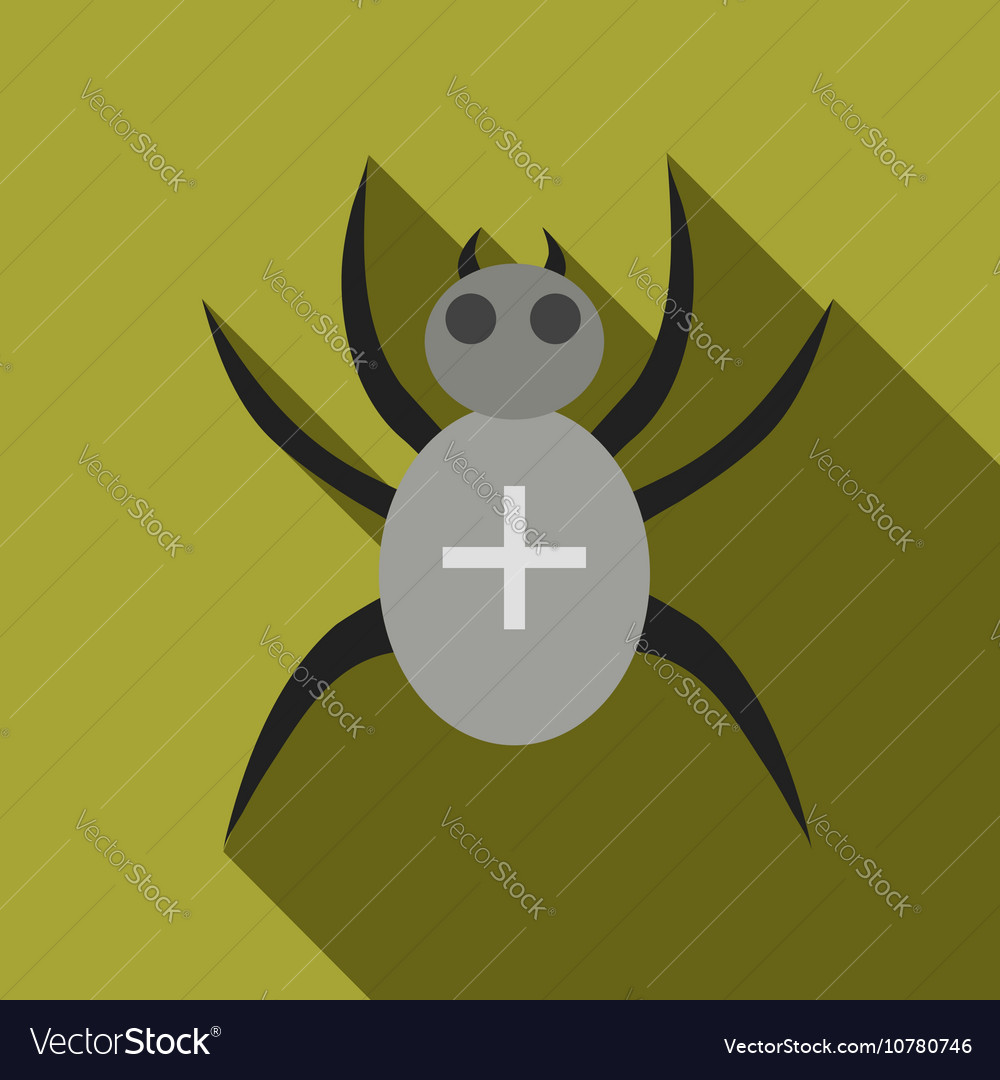 Black spider icon flat style Royalty Free Vector Image