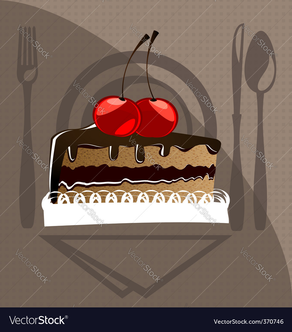 Cake and cherry Royalty Free Vector Image - VectorStock