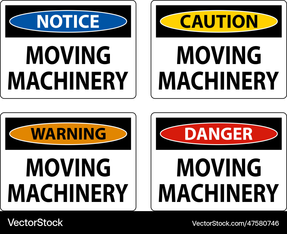 Danger moving machinery sign on white background Vector Image