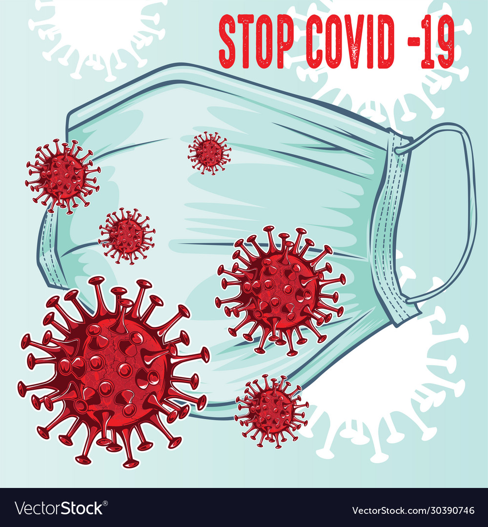 Face mask stop corona virus covid-19 icon Vector Image