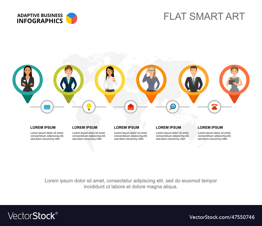 Five elements project process chart template Vector Image