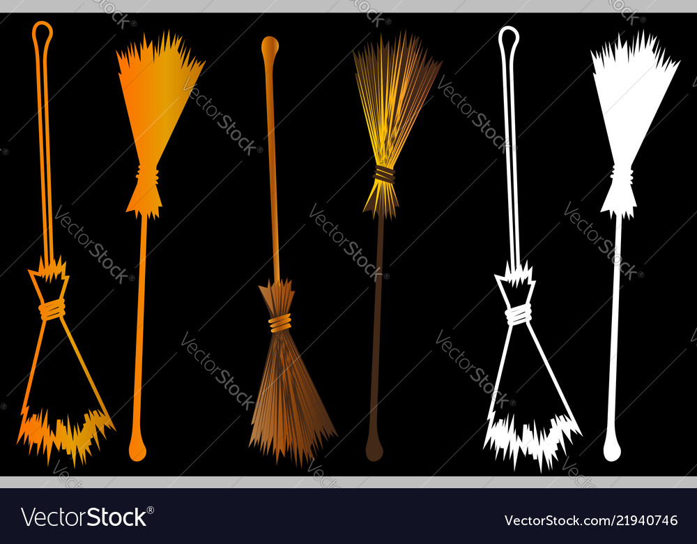 Halloween witches broomstick Royalty Free Vector Image