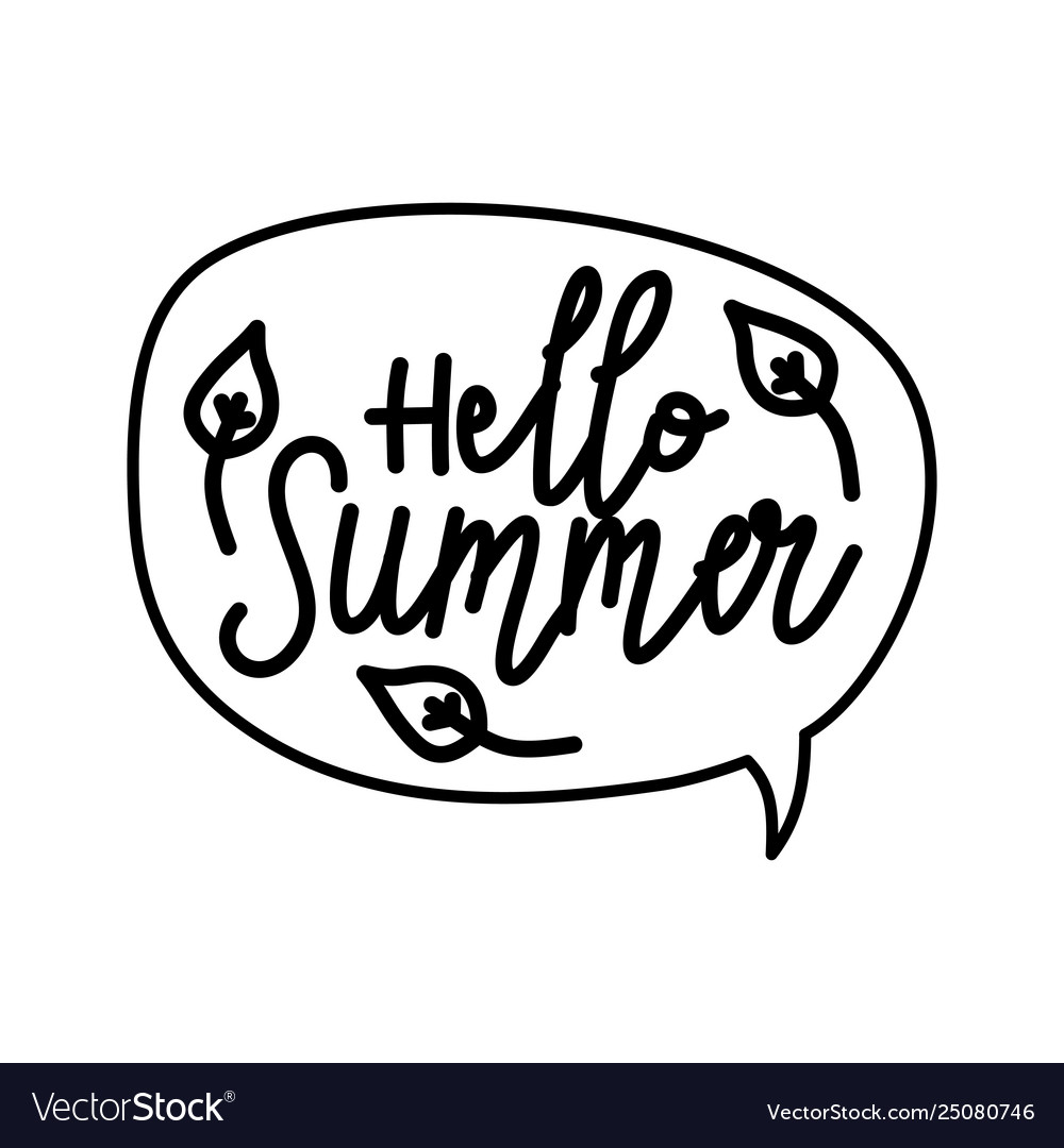 Hello summer script text design template Vector Image