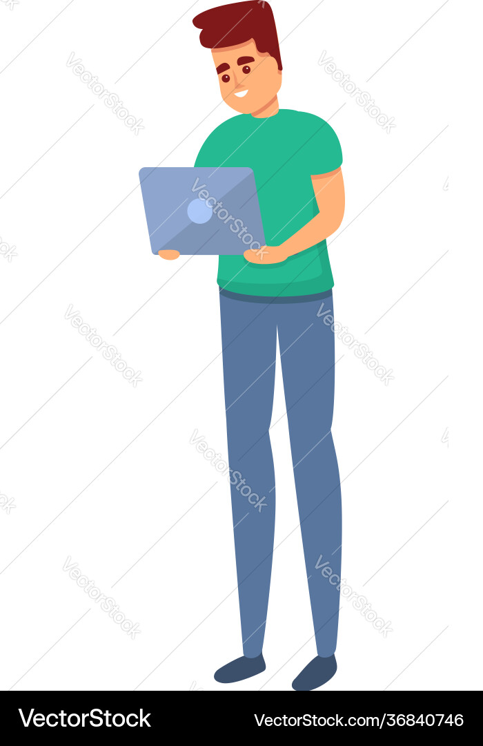 Laptop privacy icon cartoon style Royalty Free Vector Image