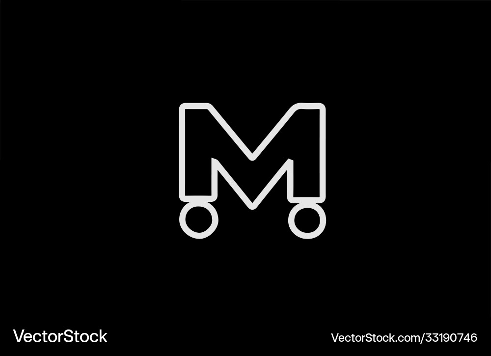 M alphabet letter logo icon with line black white Vector Image