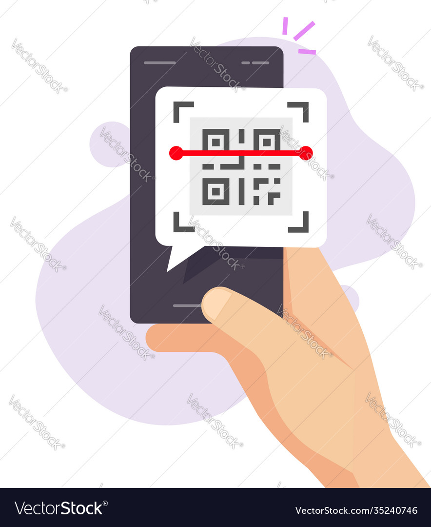 Phone scanning qr code via mobile app icon Vector Image