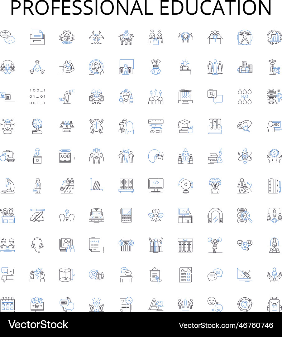 Professional education outline icons collection Vector Image