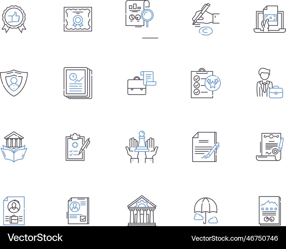 Rights outline icons collection justice Royalty Free Vector
