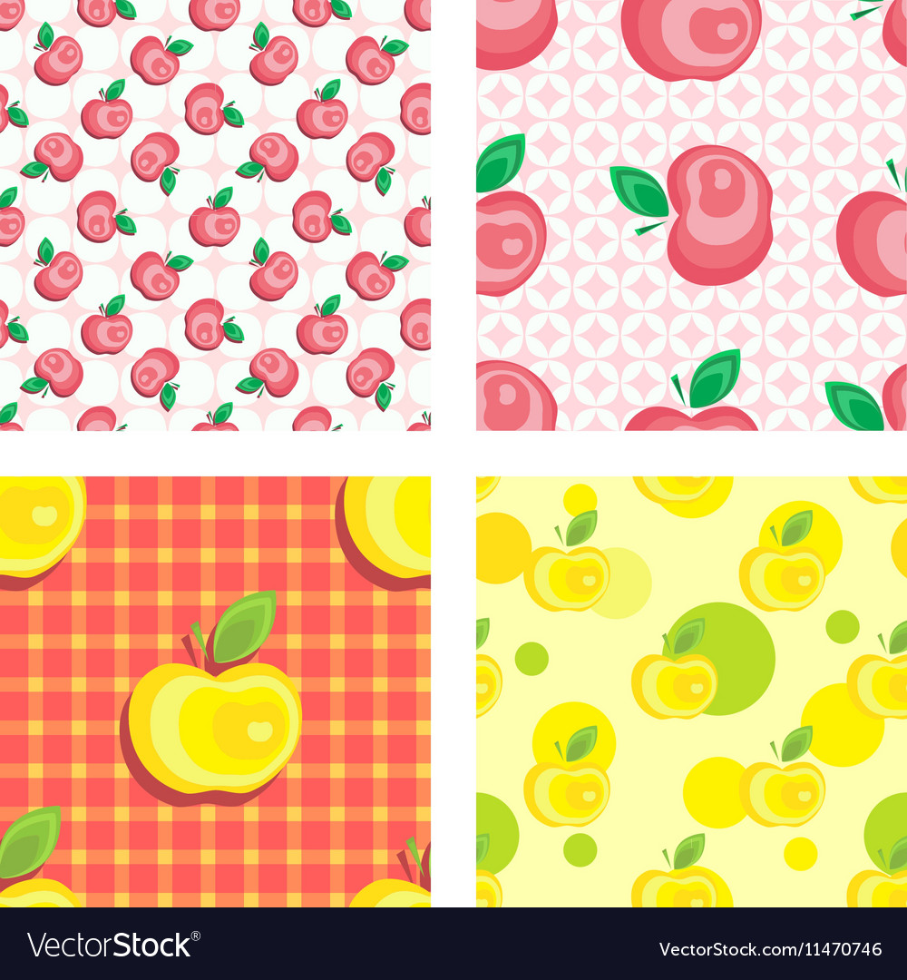 Seamless apple background pattern collection Vector Image