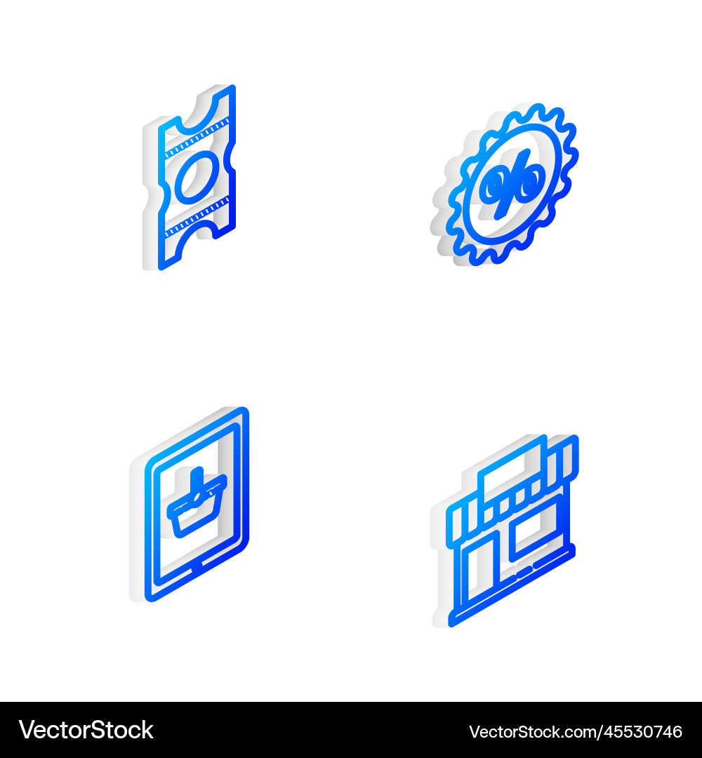 Set isometric line discount percent tag coupon Vector Image