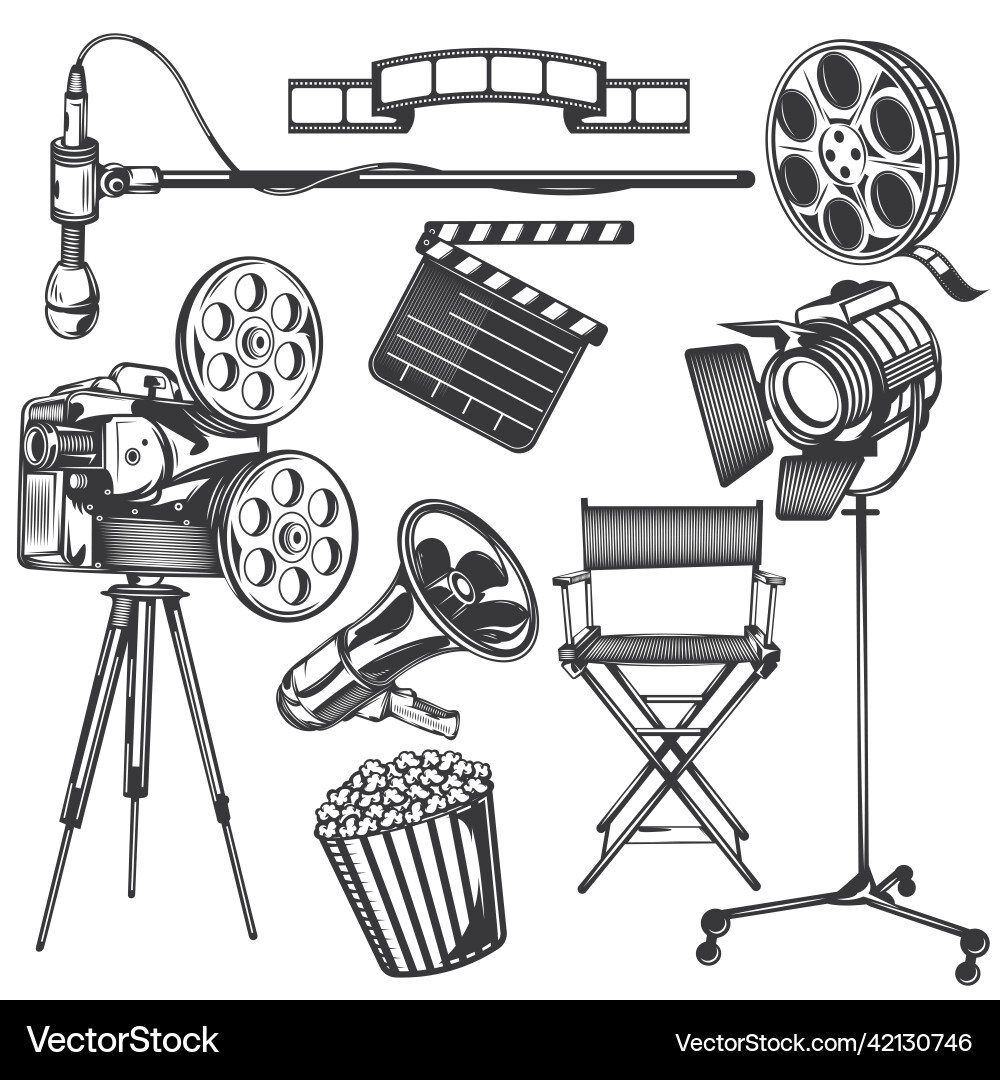 Set of cinema elements for creating your own Vector Image