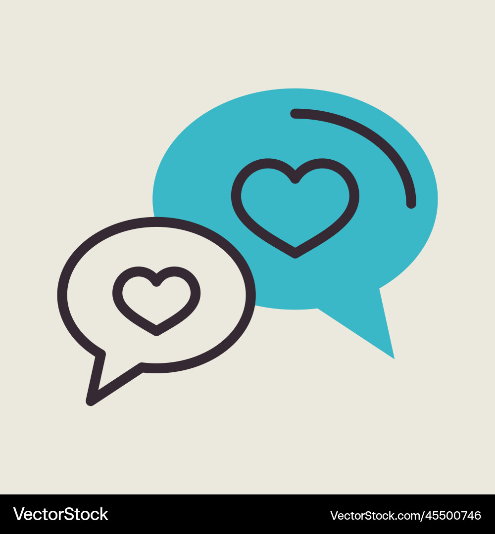 Speech bubbles with heart icon valentines day Vector Image
