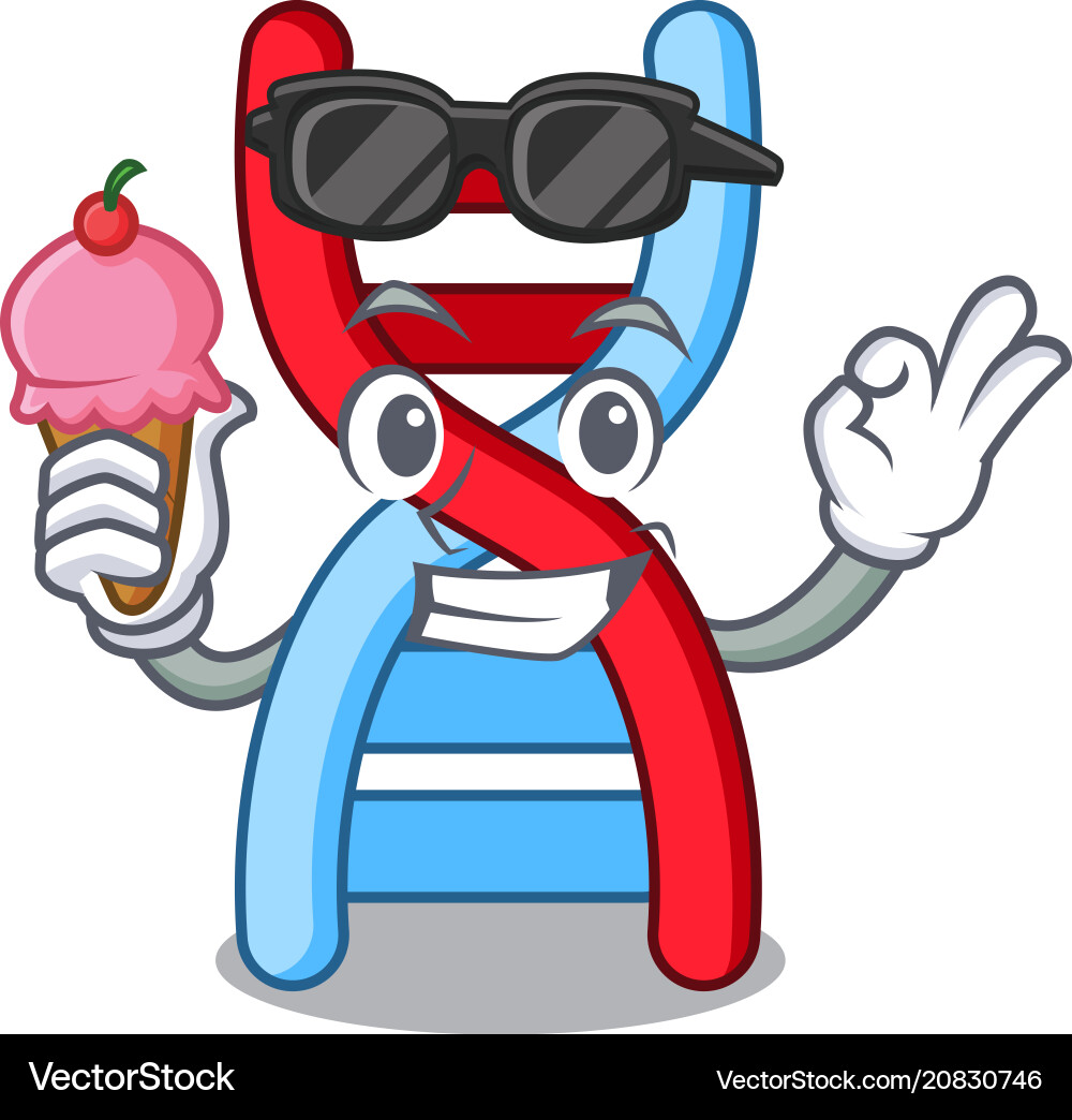 With ice cream dna molecule character cartoon Vector Image