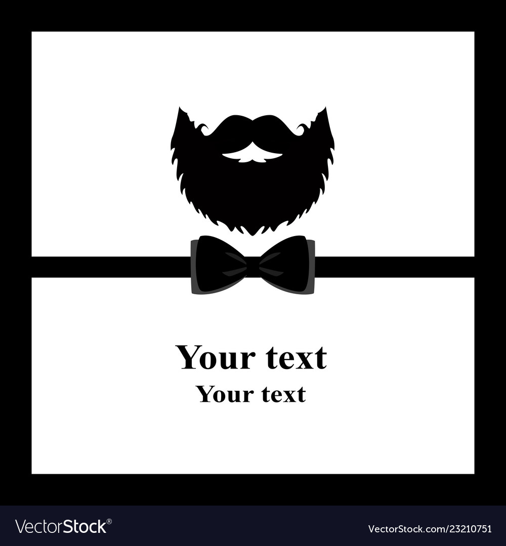 Black bow tie and a beard on postcard Royalty Free Vector