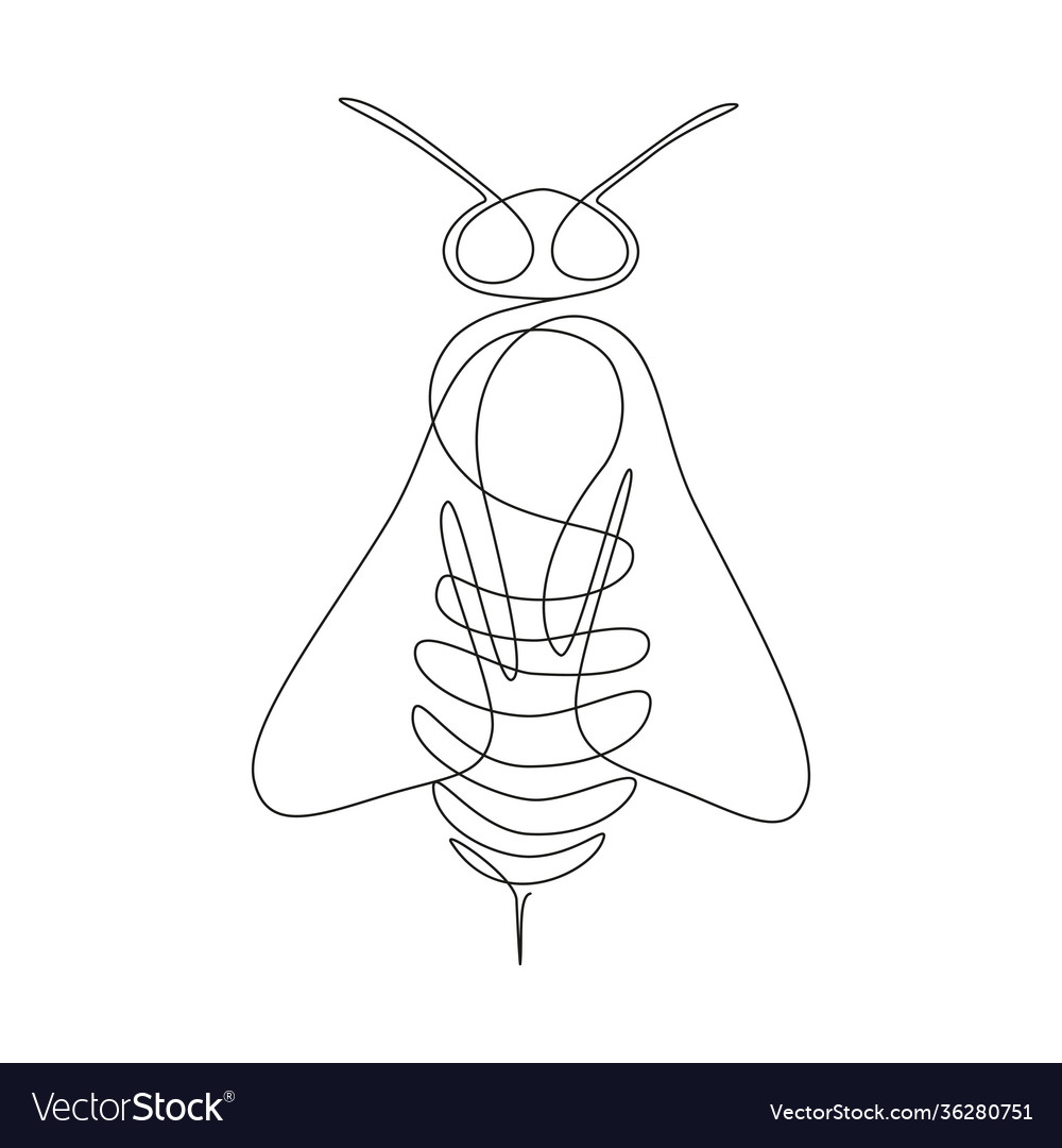 Continuous one line drawing bee single Royalty Free Vector