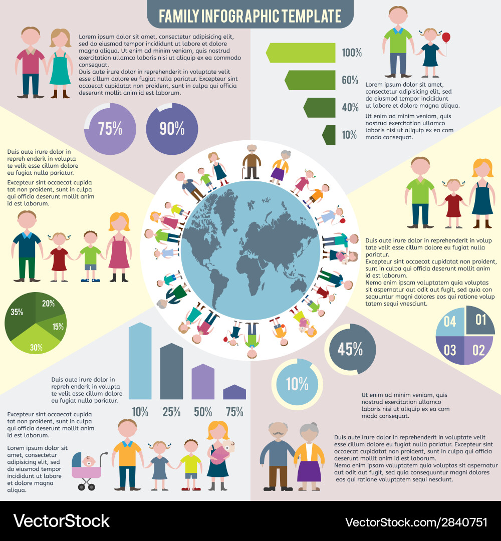 Family icons flat infographics Royalty Free Vector Image