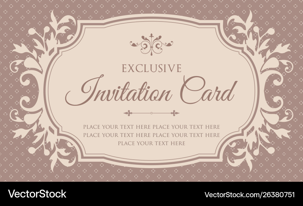Invitation card template design in vintage style Vector Image
