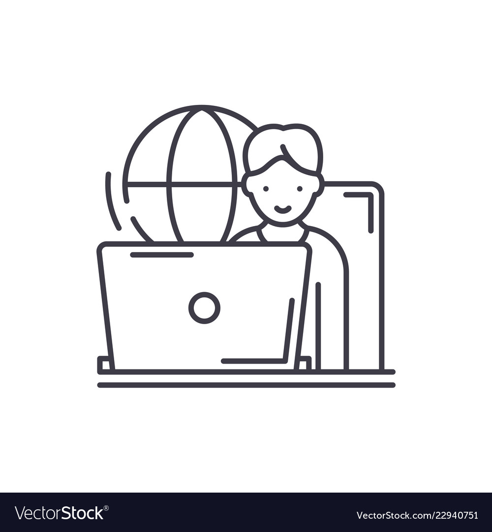 Remote work line icon concept remote work Vector Image