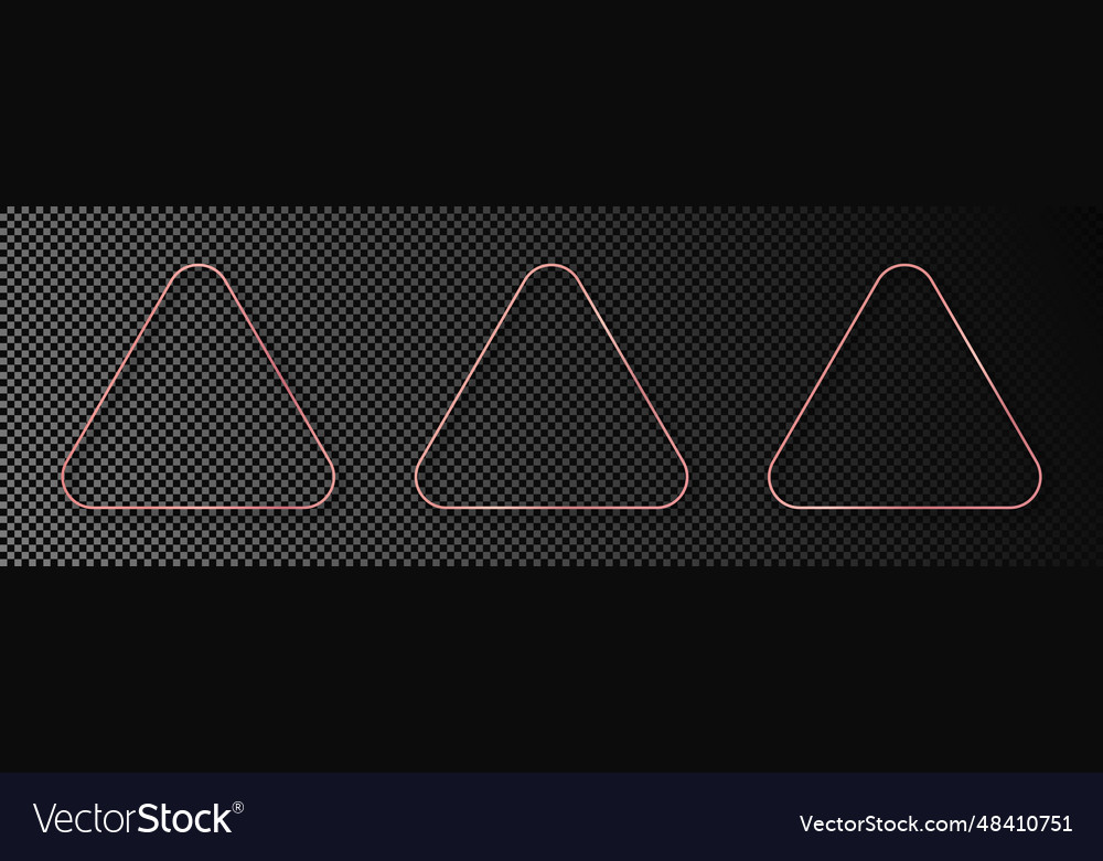 Rose gold glowing rounded triangle frame Vector Image
