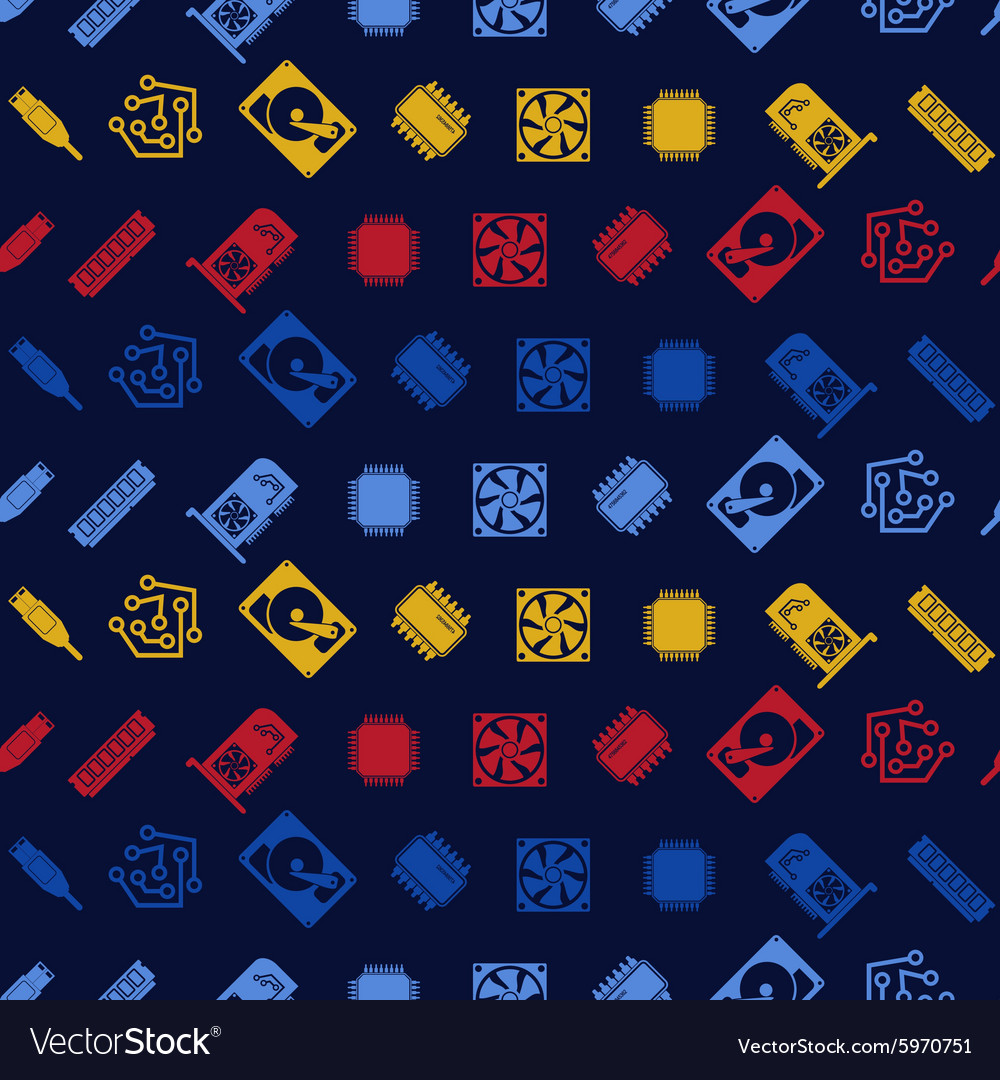 Seamless background with computer hardware Vector Image