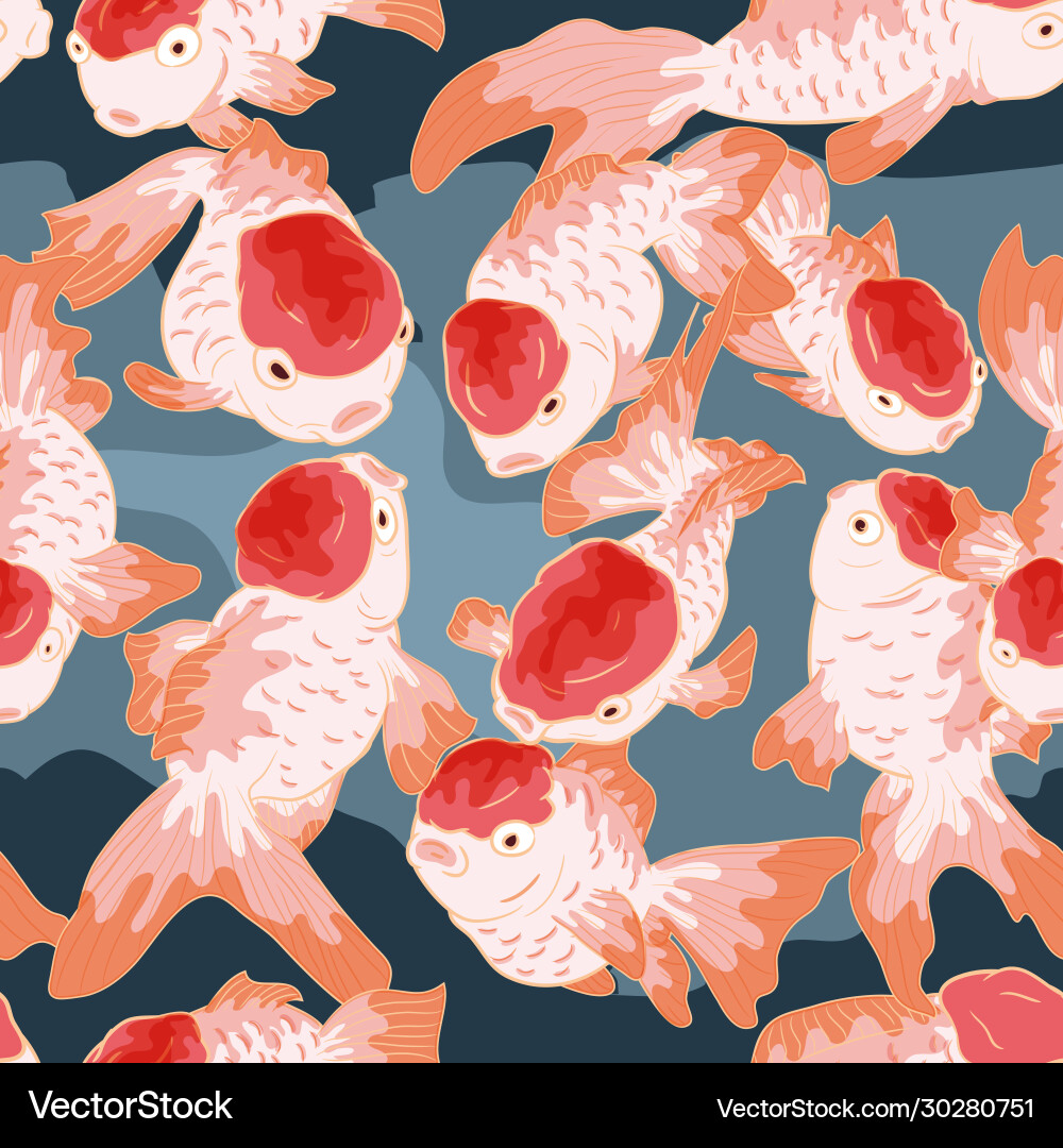 Seamless gold fish swimming background wallpaper Vector Image