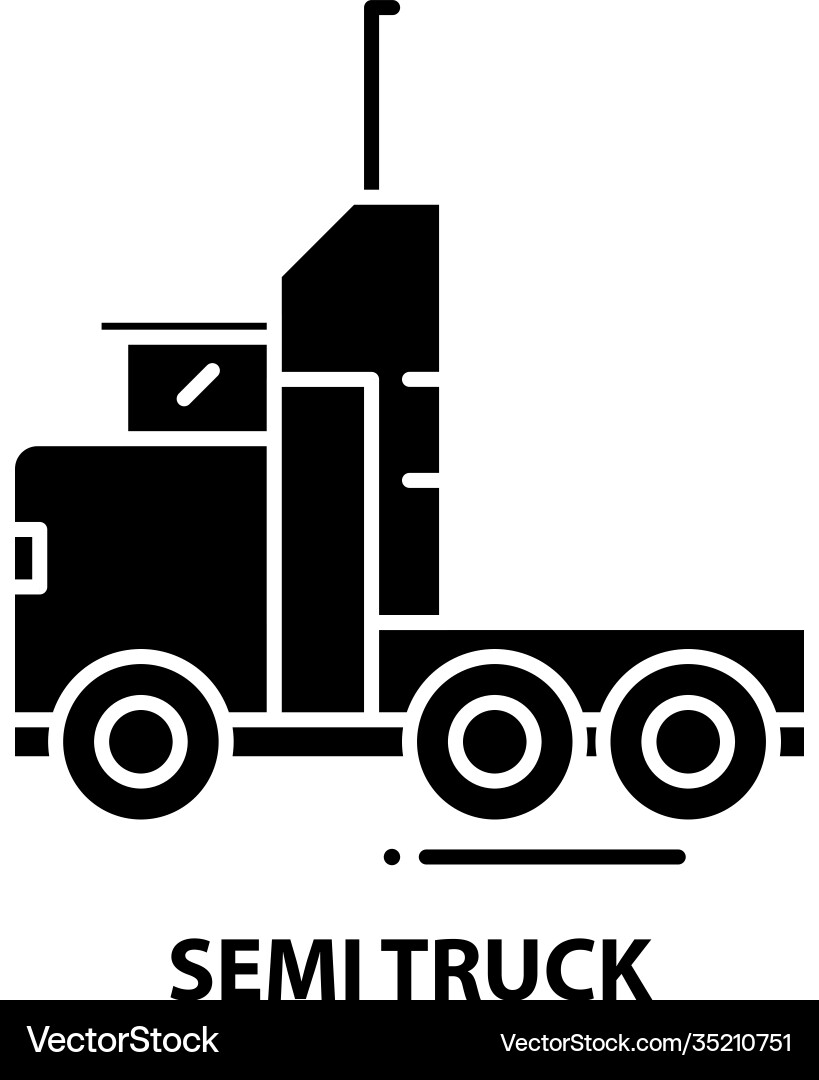 Semi truck icon black sign with editable Vector Image