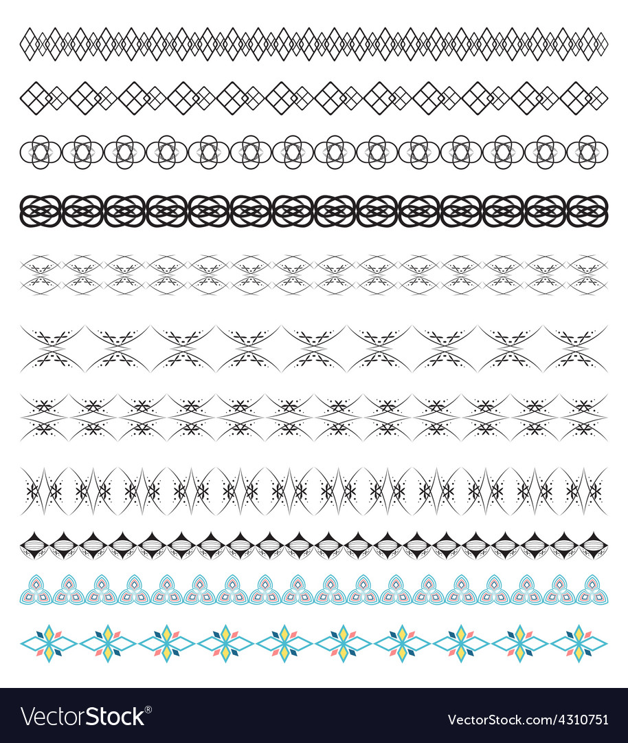 Set calligraphic design borders elements Vector Image