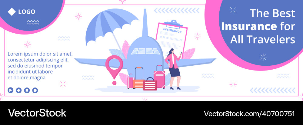 Travel insurance cover template flat design Vector Image