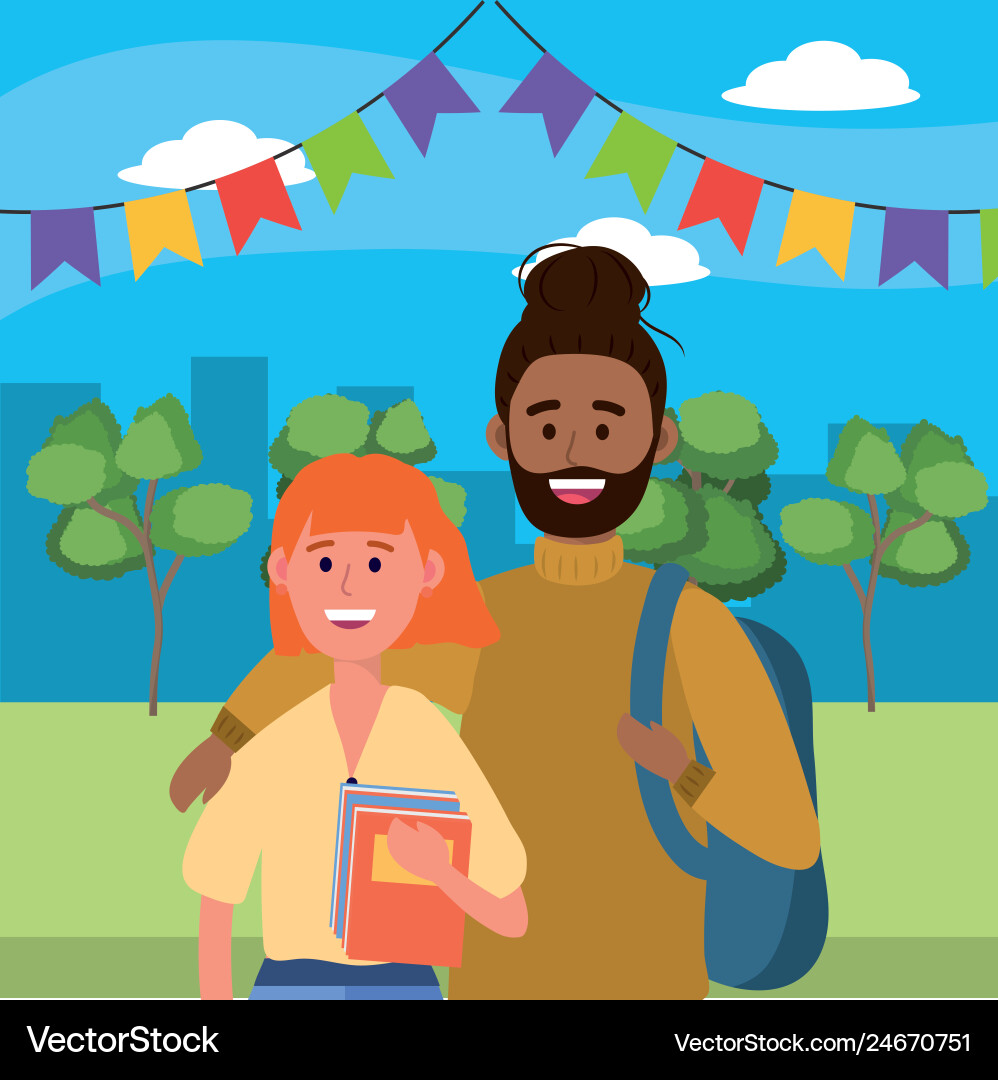 Young people friends cartoon Royalty Free Vector Image